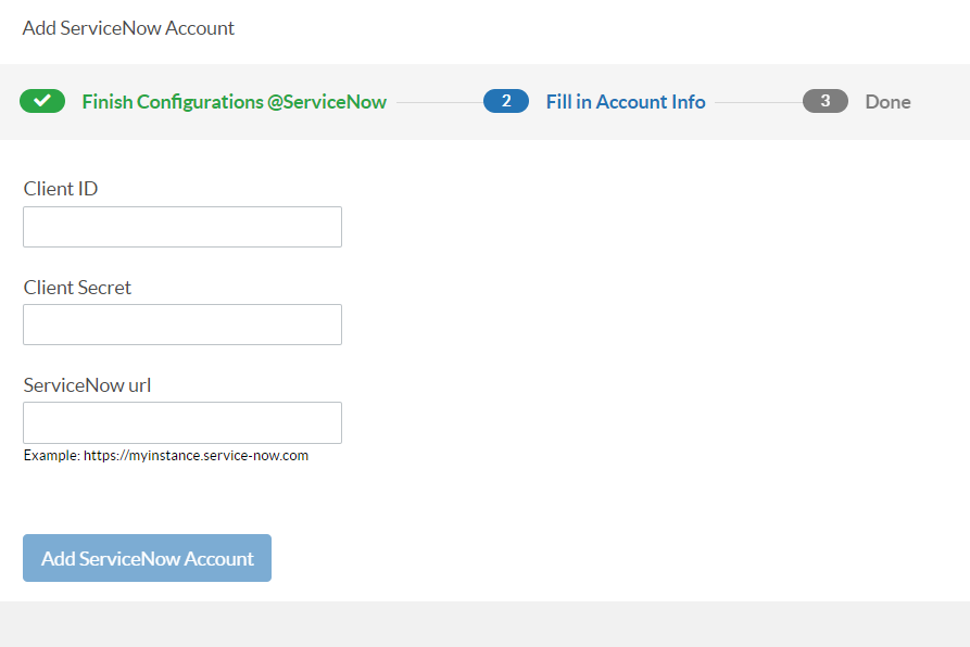 Add ServiceNow Account | FortiCASB 24.1.b | Fortinet Document Library